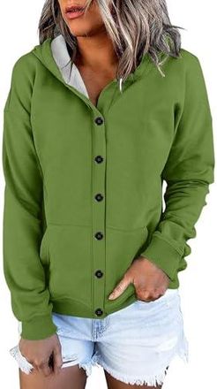 Generic Sweat à capuche avec poches pour femme - Sweatshirts longs pour plus femmes UK - Sweatshirts unis sans capuche - Vêtements de sport - Automne - Hiver 