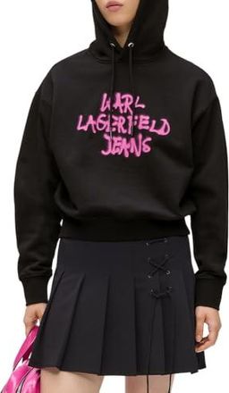 Karl Lagerfeld Womens, Graffiti Hoodie, Regular Fit Sweat-Shirt &agrave; Capuche, Noir, M Femme