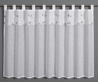 Gardinia Sehlbach Bistrogardine Dolly-Voile Stickerei Borte, Weiß, 135 x 75 cm Bistrogardine, Elegante Stickerei, Blickdicht, Lichtdurchlässig, Einfache Dekora