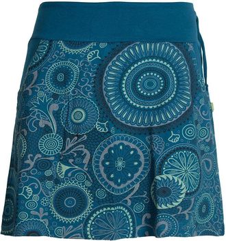 vishes Alternative Bekleidung - Kurzer Damen Baumwoll-Rock Bunt mit Mandalas und Blumen Bedruckt t&uuml;rkis 42