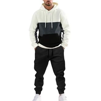 Generic Ensemble Jogging Homme, Sweat Hoodies &Agrave; Manches Longues Et Pantalon De Jogging Ensemble De 2 Pi&egrave;ces, Doux Et Surdimensionn&eacute;, V&ecirc;tements Chaud Travail D