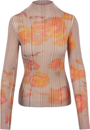 Diesel Femme, Pulls, Multicolore, Taille: 40 FR Pull &agrave; col roul&eacute; c&ocirc;tel&eacute; imprim&eacute; floral