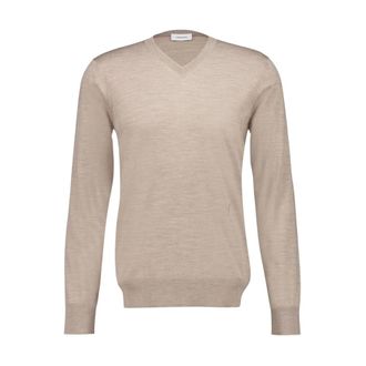 Ferragamo Virgin Wool V-Neck Sweater - - Knitwear - Herren - Beige - M