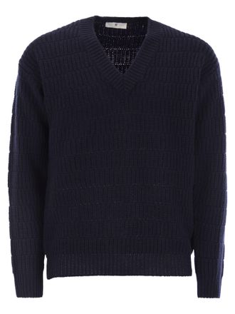 Pantaloni Torino Pull en laine &agrave; col en V