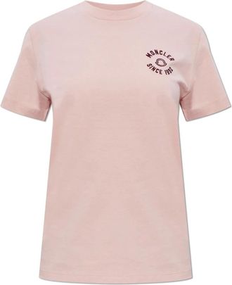 Moncler Femme, Tops, Rose, Taille: 38 FR Logo Patch T-Shirt