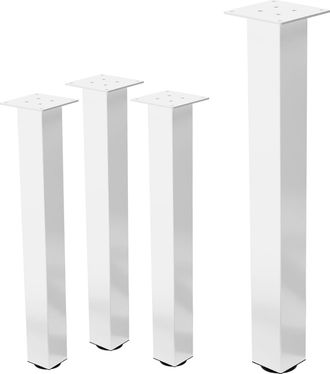 ML Design ML-Design 4er Set Tischbeine I-Design 72 cm, Wei&szlig; gl&auml;nzend, aus pulverbeschichtetem Stahl, eckig, Profil 8x8 cm, H&ouml;henverstellbare M&ouml;belf&uuml;&szlig;e 1-4cm, M&ouml;