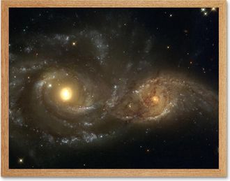 Artery8 Hubble Space Telescope Image Interacting Spiral Galaxies NGC 2207 And IC 2163 In Near Collision Cosmic Dance Art Print Framed Poster Wall Decor 12x16 