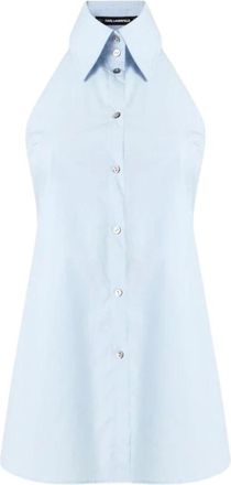 Karl Lagerfeld Femme, Blouses et Chemises, Bleu, Taille: 40 FR Camisa hombros y espalda al aire