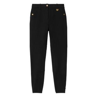 Burberry Schwarze Herringbone Muster Logo Charm Hose - - Trousers - Damen - Schwarzk - XS
