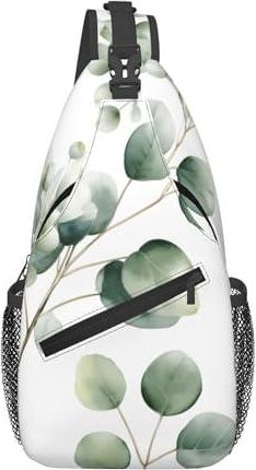 Generic Sacoche Homme Bandouliere Feuilles deucalyptus &agrave; laquarelle Casual Sling Bag Multifonction Sac &agrave; Dos De Voyage pour Homme Femme Voyage