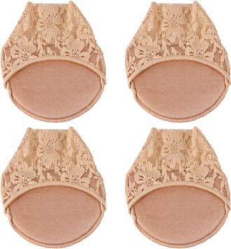 Artibetter 2 Paar Toe Topper Socken Fancy Lace Socken No Show Unsichtbare Liner Socken mit Rutschfestem Boden f&uuml;r Frauen Damen Hautfarbe Spitzentop Damen