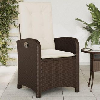 vidaXL Vidaxl - Gartensessel Verstellbar mit Kissen Braun Poly Rattan