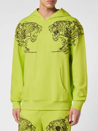 Plein Sport Baumwoll-Hoodie mit Grafikdruck und K&auml;ngurutasche