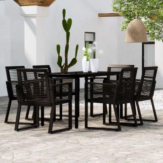vidaXL Vidaxl - Ensemble &agrave; manger de jardin 7 pcs Noir