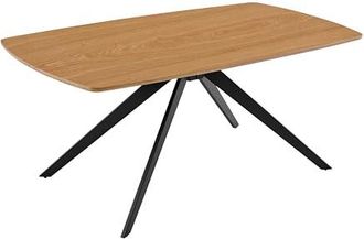 Byliving Esstisch Jason/Tischplatte in Eiche Natur, Spinnenfu&szlig;gestell in schwarz/Echtholzfurnier & abgerundete Kanten/Esszimmertisch/K&uuml;chentisch/Ma&szlig;e: 160 x 90