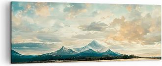 Arttor Panorama Bilder auf Leinwand Landschaft Berge Sicht Leinwandbild 140x50cm Wandbilder Dekoration Wohnzimmer Schlafzimmer Küche Groß XXL Wanddeko Bild W