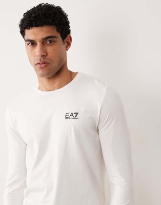 Emporio Armani Armani - EA7 - T-shirt de sport &agrave; manches longues - Cr&egrave;me-Blanc