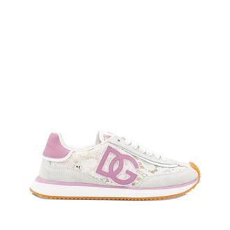 Dolce & Gabbana Bunte Spitzen-Sneaker mit Leder-Innensohle - - Shoes - Damen - Wei&szlig; - 40 EU