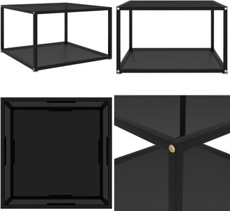 vidaXL Couchtisch Schwarz 60x60x35 cm Hartglas - Schwarzer Couchtisch - Glastisch - Modernes Sofa - Stahl Couchtisch - Sideboard - Home & Living