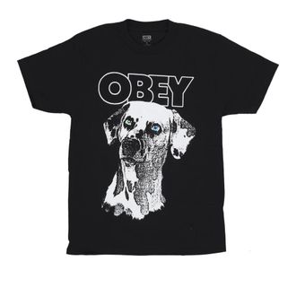 Obey Schwarzes Dalmation Tee mit Screen Print - - Tops - Herren - Schwarzk - S