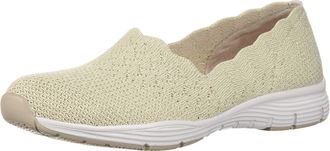 Skechers Seager Stat Damen-Slipper, gewellter Kragen, Skech-Strick, Schlupfschuhe, Klassische Passform, Natürlich, 36.5 EU