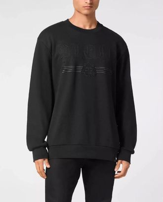 Philipp Plein Homme, Sweatshirts et sweats &agrave; capuche, Noir, Taille: M SweaT-shirt Col Rond Gothique