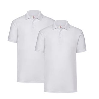 Fruit Of The Loom 2er Pique Poloshirt Herren Polo M L XL XXL 3XL 4XL 5XL HLKauf-Block (XXL, 2er Weiss & 1x HLKauf-Block)
