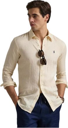 Ralph Lauren Homme, Chemises, Beige, Taille: L Chemise en lin coupe sur mesure