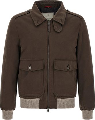 Brunello Cucinelli Mens Brown Cotton Bomber Clothing