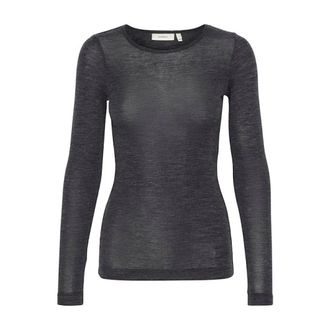 Inwear T-shirt Slim Fit en Laine M&eacute;lange Granite - Femme - Tops - Bleu - Taille: 36 FR