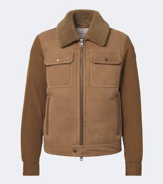 Moncler Veste doudoune en daim et shearling
