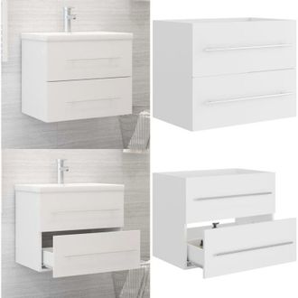 vidaXL Waschbeckenunterschrank Wei&szlig; 60x38,5x48 cm Holzwerkstoff - Waschtischschrank - Badezimmerm&ouml;bel - Holzwerkstoffschrank - Wei&szlig;er Schrank - Unterschrank