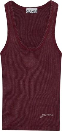 Ganni Femme, Tops, Rouge, Taille: 44 FR D&eacute;bardeur C&ocirc;tel&eacute; Bordeaux