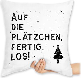 Shirtracer Kissen 40x40 Zierkissen - Weihnachtskissen Christmas - Auf die Pl&auml;tzchen Fertig Los Geschenk Backen Geschenk Weihnachten I Backliebhaber Geschenke Hob