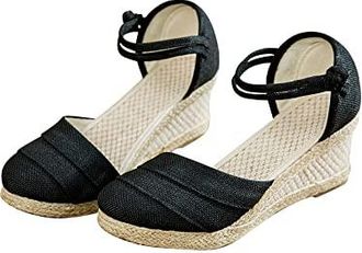 Generic Sandales compens&eacute;es pour femme - Style d&eacute;contract&eacute; et &eacute;l&eacute;gant - Couleur unie - Classique - &Eacute;l&eacute;gantes - Confortables - Semelle &eacute;paisse - Bout ferm&eacute; - S