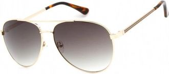 Guess Homme, Accessoires, Jaune, Taille: ONE Size Lunettes de Soleil en M&eacute;tal Dor&eacute; avec Verres Verts