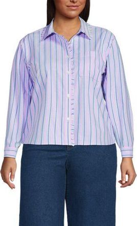 Lands End Verkürztes Hemd mit Rüschen, Damen, Größe:48-50 plus, Lila, Baumwolle, by Lands End
