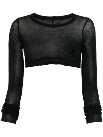 Rick Owens t-shirt crop à manches longues - Noir