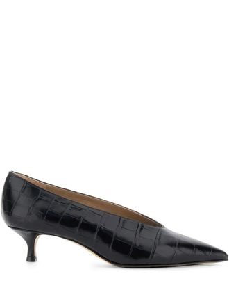 Le Monde Beryl Babouche Pumps mit Kroko-Effekt 40mm - Schwarz
