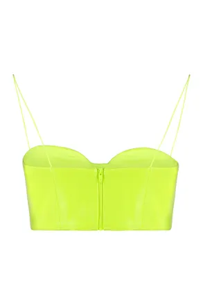 Alex Perry Womens Eco-Leather Top Fluorescent Yellow Polyurethane Tops