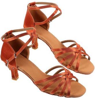 Beaupretty Chaussures de Danse Latine Femme à Talons Satinés Style Ouverture Bout Ouvert Talons Design Peau de Serpent Élégantes et Faciles à Enfiler Adaptées po