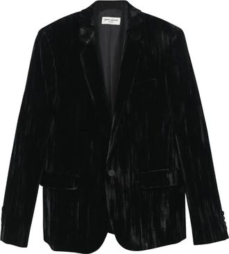 Saint Laurent blazer en velours à simple boutonnage - Noir