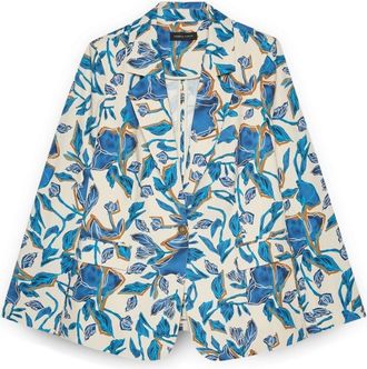 Fiorella Rubino Femme, Vestes, Bleu, Taille: 48 FR Blazer &agrave; imprim&eacute; floral