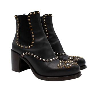 Prada Black Studded Western Boots Size 37
