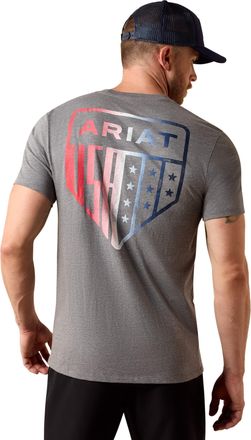 Ariat Mens Ariat USA Pat Badge T-Shirt in Athletic Heather, Size 2X-Large