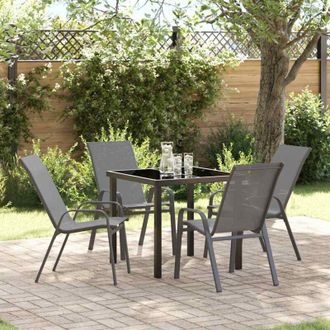 vidaXL Garten Essgruppe 5 pcs Grau Textilene und Stahl Vidaxl