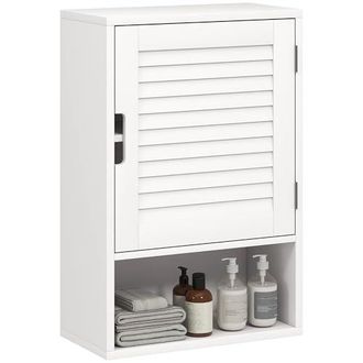 HOMCOM Armoire Murale de Salle de Bain, Meuble de Rangement Suspendu pour Salle de Bains avec Porte &agrave; Fermeture Douce, &eacute;tag&egrave;re r&eacute;glable et Compartiment Ouver