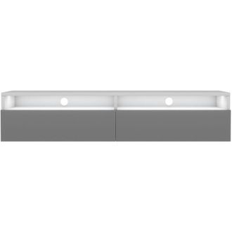 Selsey Selsey - REDNAW - Meuble TV - 140 cm - blanc mat / gris brillant - avec LED - scandinave - moderne