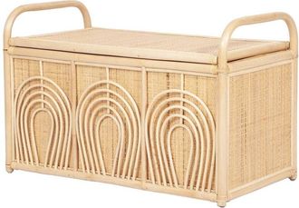 Vente-Unique Coffre de rangement en rotin tress&eacute; - L.91 x P. 48 x H. 58 cm - Naturel - LUMORA
