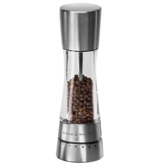 Cole & Mason Derwent Edelstahl Pfeffermühle, Gewürzmühle, Einstellbarem Mahlwerk, Edelstahl/Acryl, 190mm, Precision+